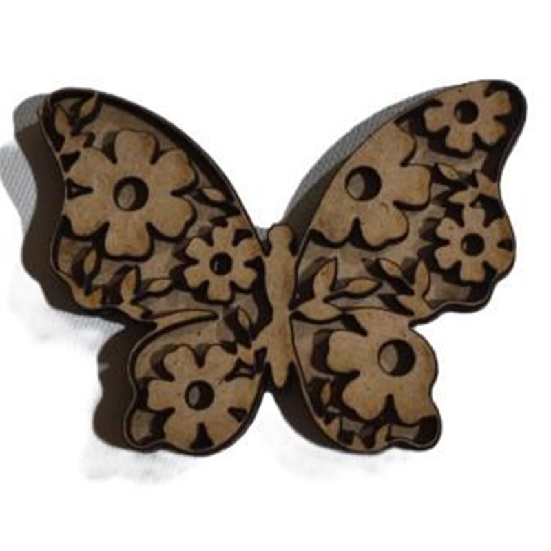 Silueta Doble Mariposa Calada Flores DM 8.5x6,5. Marca Cortando Trazos