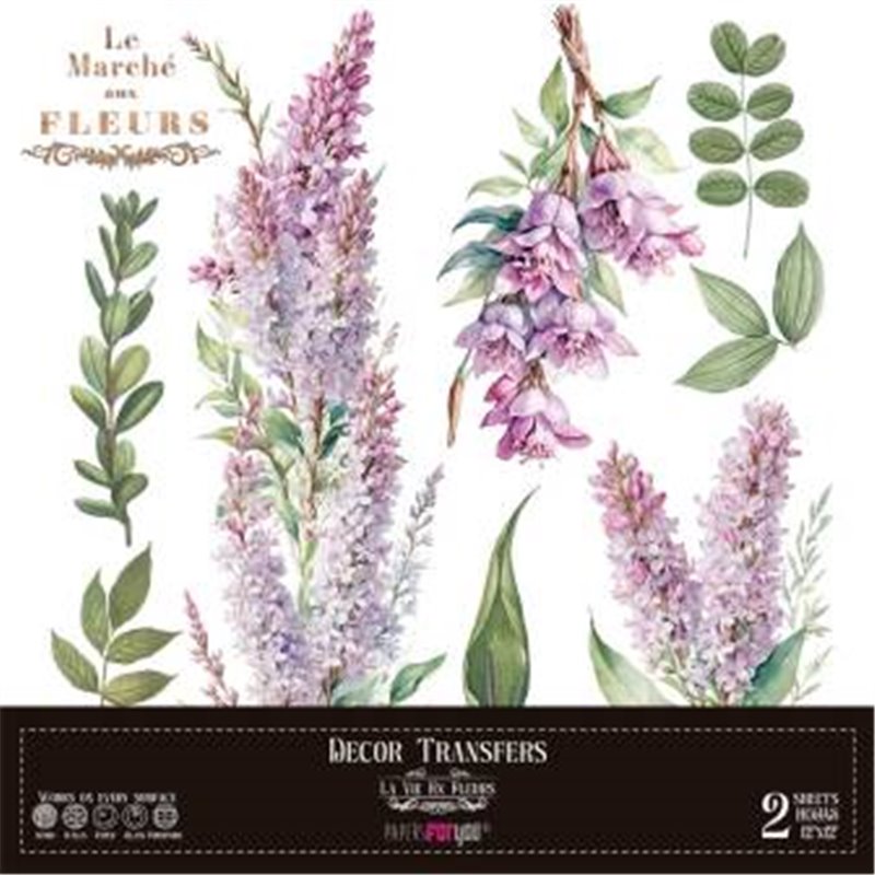 Decor Transfers Lilas 30x30cm 2 Hojas. Papers For You