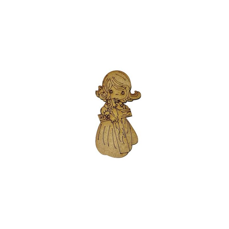 Niña con Cruz en DM. 5,5x8cm. Marca Cortando Trazos