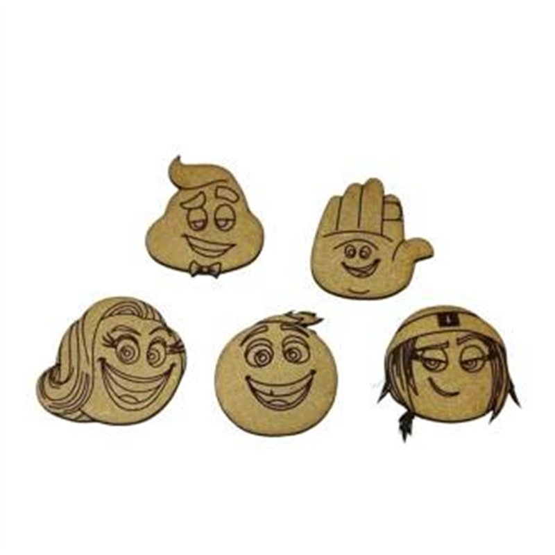 Silueta Emoticonos Redondos en Madera DM. Marca Cortando Trazos