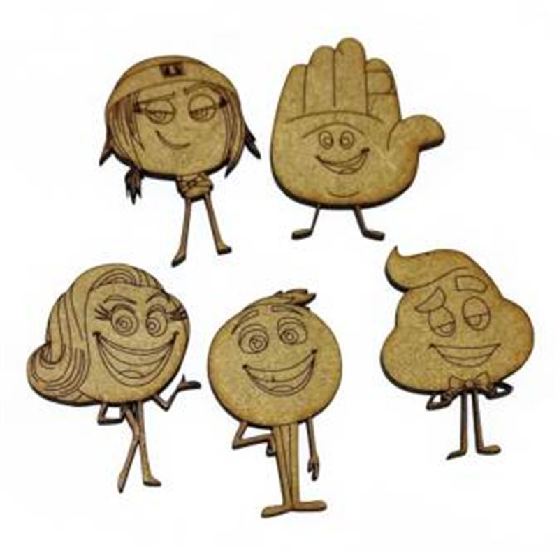 Silueta Emoticonos Personajes en Madera DM. Marca Cortando Trazos